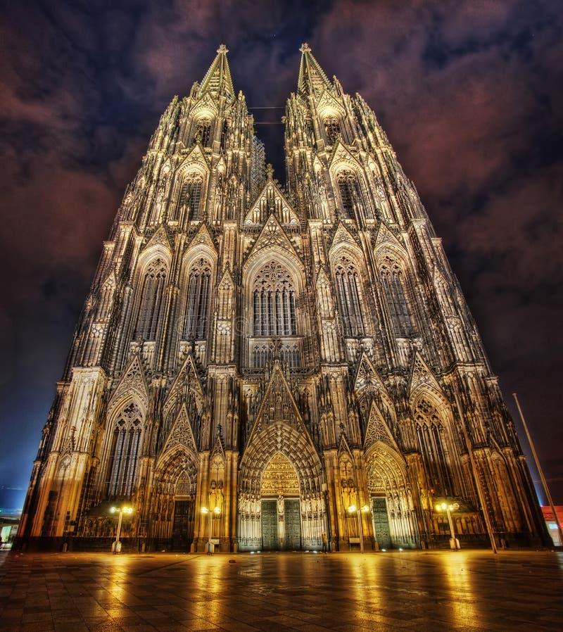 Cologne Cathedral at Night stock photo. Image of koeln - 104420748