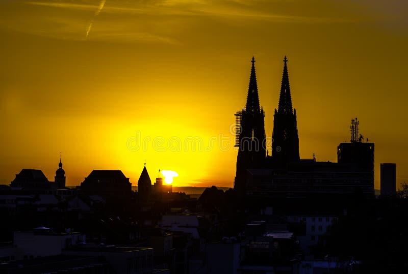 Cologne Cathedral at Night in Cologne, Germany Stock Photo - Image of ...