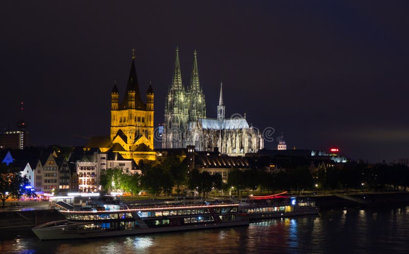 Cologne Cathedral at night stock image. Image of tourist - 64643165