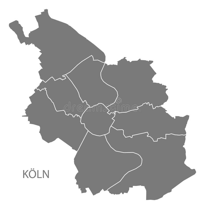 Cologne City Map with Boroughs Grey Illustration Silhouette Shape Stock ...