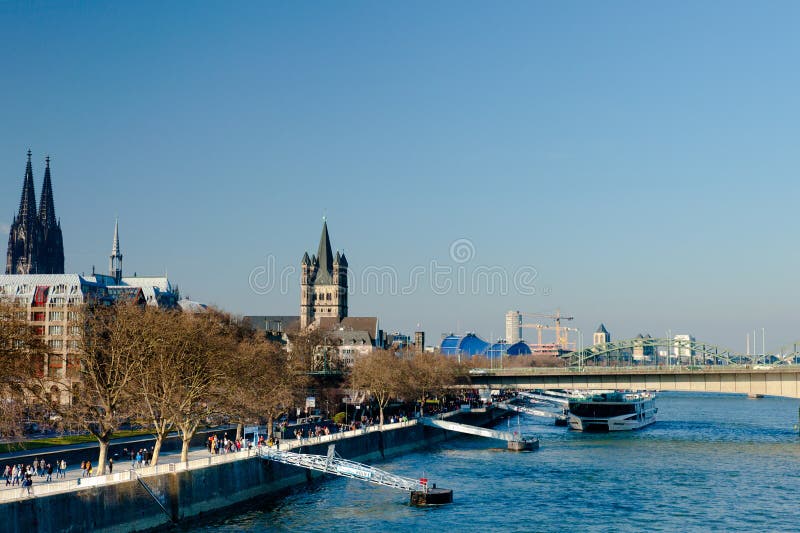 Cologne with Dome Cathedral and River Rhine Editorial Stock Image ...