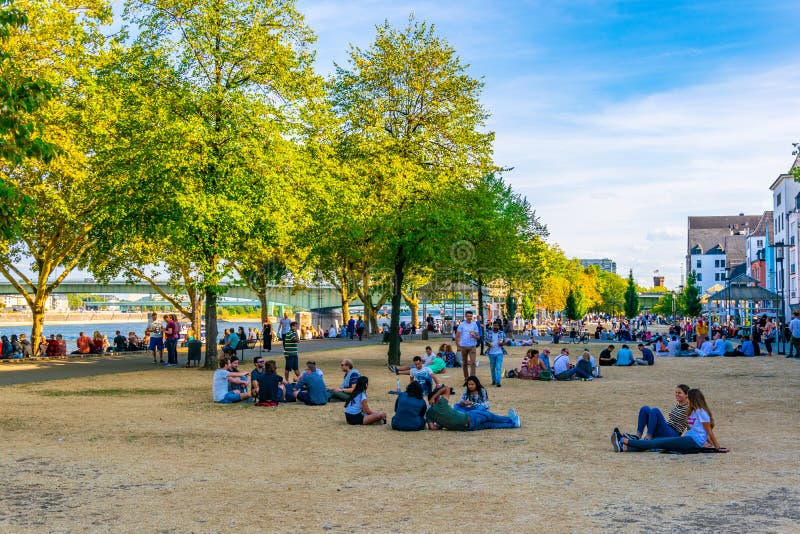 COLOGNE, GERMANY, AUGUST 11, 2018: Riverside Promenade in Cologne ...