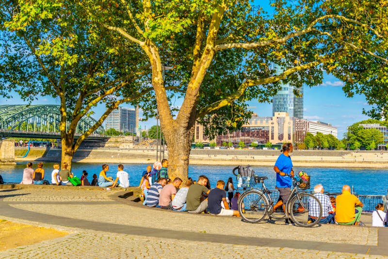 COLOGNE, GERMANY, AUGUST 11, 2018: Riverside Promenade in Cologne ...