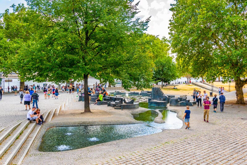 COLOGNE, GERMANY, AUGUST 11, 2018: Riverside Promenade in Cologne ...
