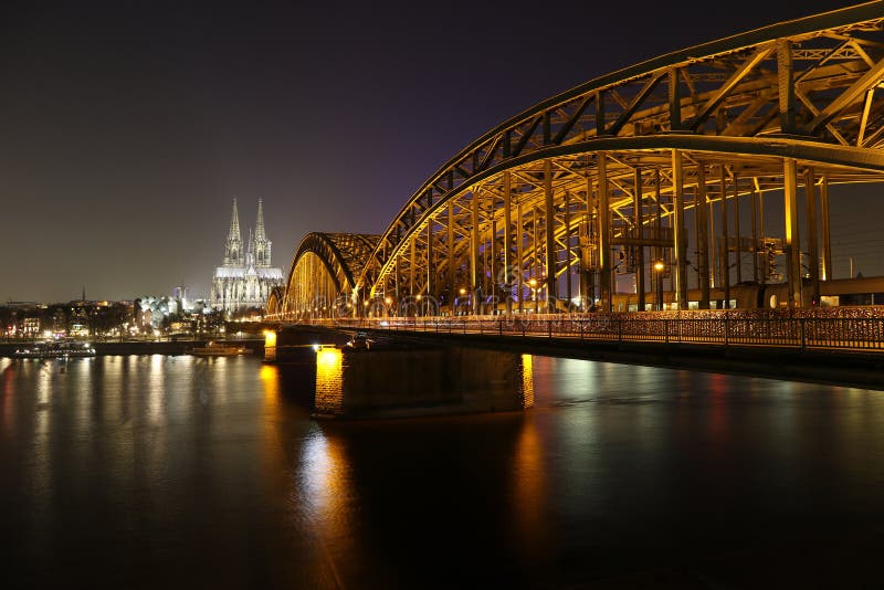 Cologne Germany nightscape stock photo. Image of heritage - 82730652