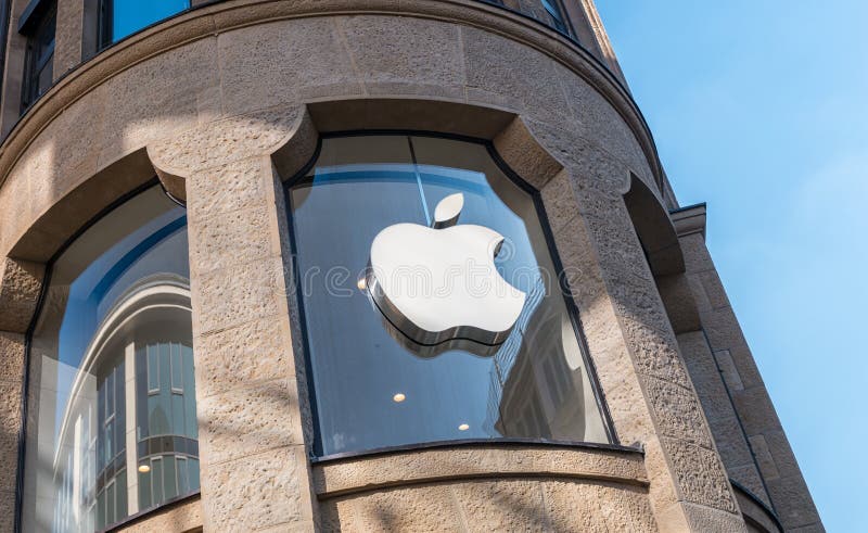COLOGNE, GERMANY OCTOBER, 2017: Apple Logo on a Apple Store. Apple is ...
