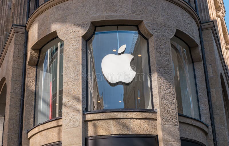 COLOGNE, GERMANY OCTOBER, 2017: Apple Logo on a Apple Store. Apple is ...
