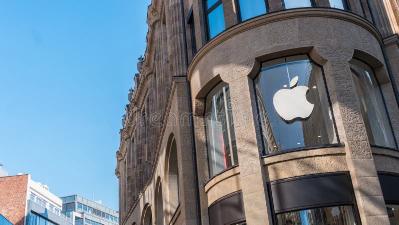 COLOGNE, GERMANY OCTOBER, 2017: Apple Logo on a Apple Store. Apple is ...