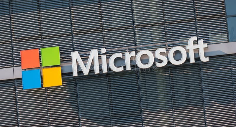 COLOGNE, GERMANY OCTOBER, 2017: Microsoft Logo on a Wall. Microsoft is ...