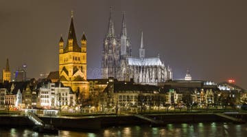 Cologne at night stock photo. Image of atmosphere, illuminated - 12042960