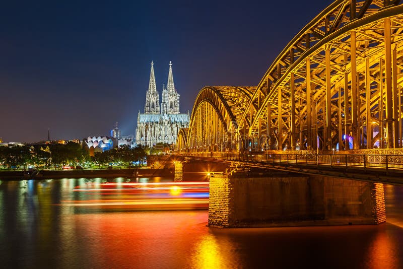 Dom in Cologne at Night Lighting Stock Image - Image of historic, koln ...