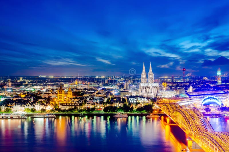 Cologne at night stock image. Image of european, cathedral - 159972547