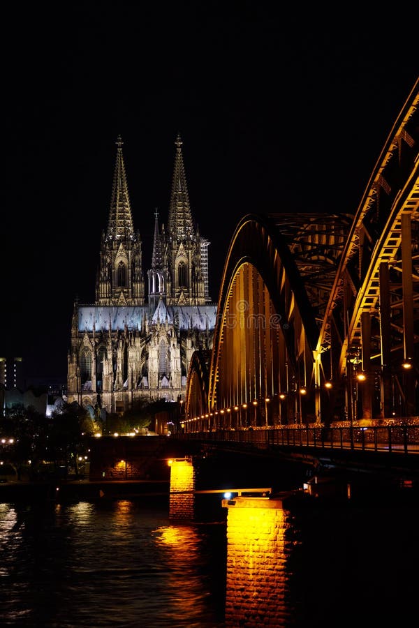 Cologne at night stock image. Image of boardwalk, skyline - 71637707