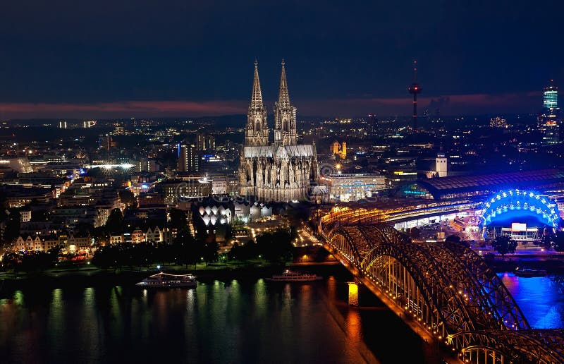 Cologne by night stock image. Image of panoramic, light - 34405509
