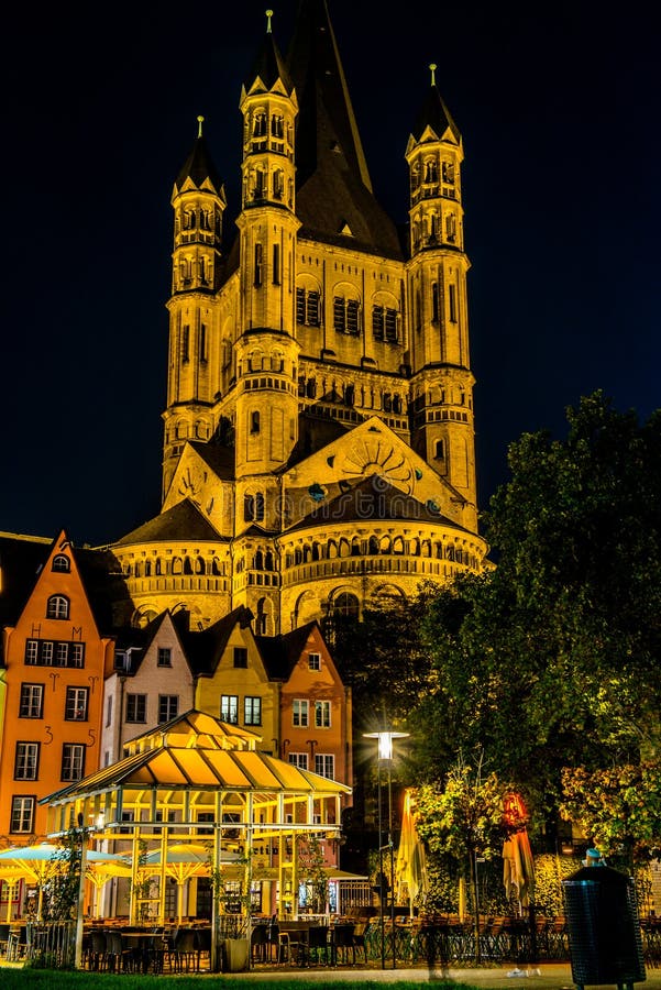 Cologne at night Germany stock photo. Image of cultural - 194236196