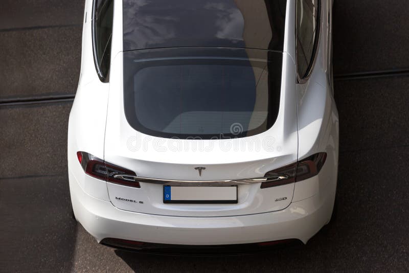 An Tesla Car from Above at Cologne Germany Editorial Photo - Image of ...