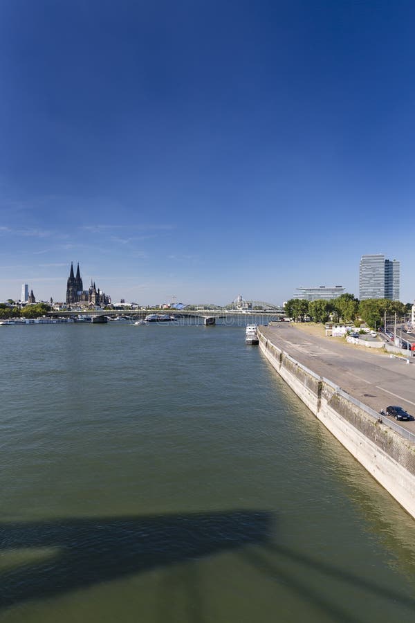 Cologne Skyline and Rhine River, Germany Stock Image - Image of ...