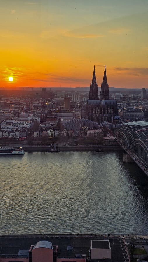 Cologne Skyline at Sunset during Spring Time Stock Photo - Image of ...