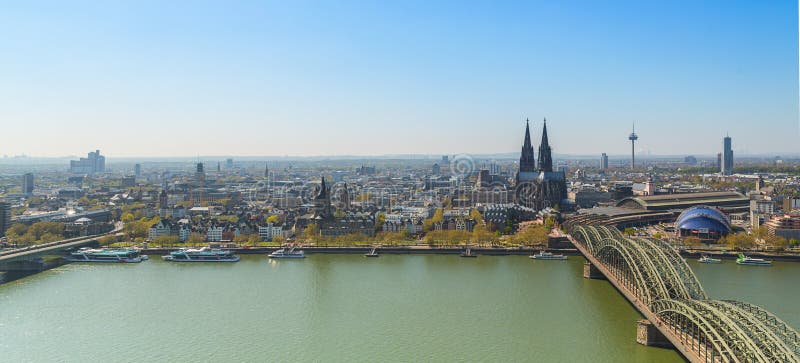 Cologne in spring panorama stock photo. Image of symbol - 238564320