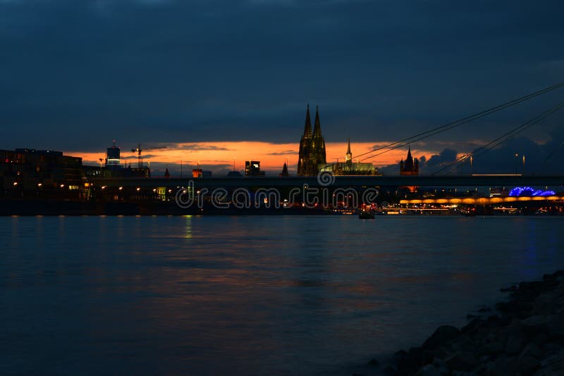Cologne Sunset VII editorial image. Image of illumination - 58230270