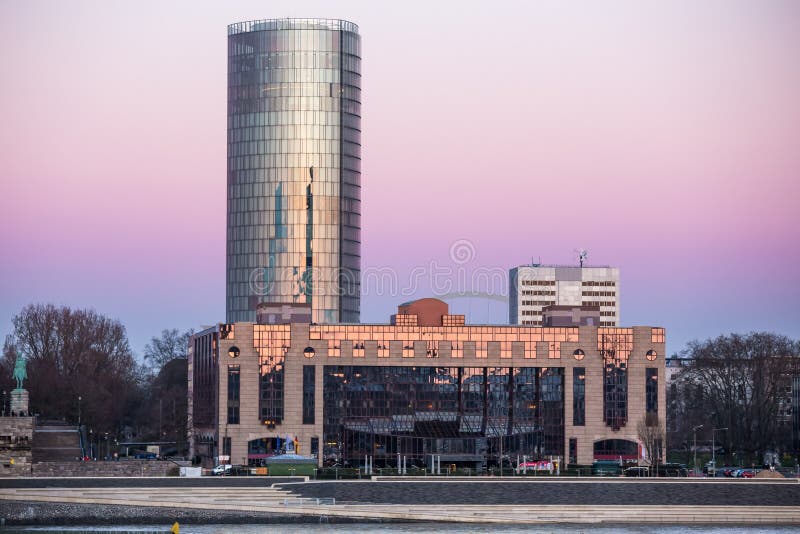 Cologne Triangle Tower Sundown Stock Photo - Image of cologne, building ...