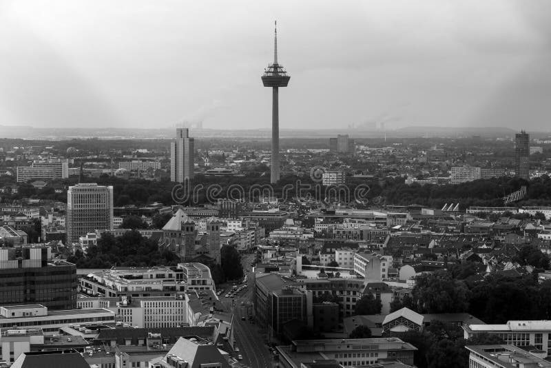 Cologne with a View from Above in Black and White Stock Image - Image ...