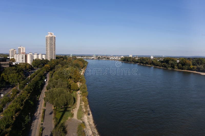 Cologne view stock photo. Image of dock, horizon, skyscraper - 340784094