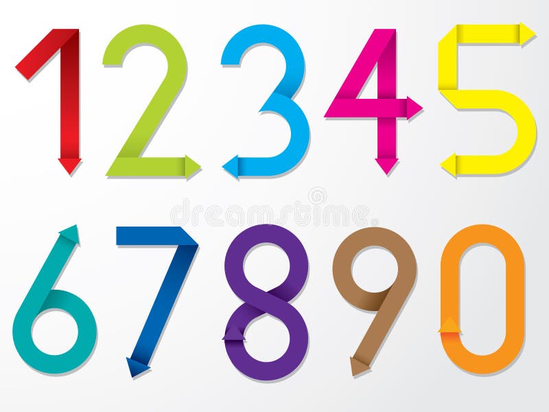 Colol origami number set stock vector. Illustration of four - 29732435