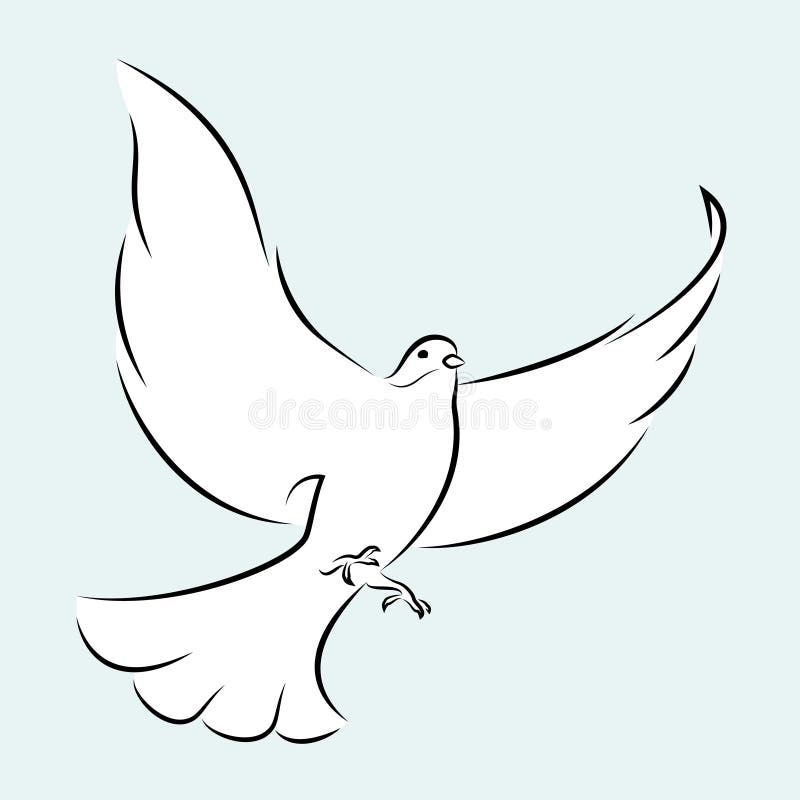 Dessin Minimal D'ornement D'oiseaux De Colombe De Blanc De Carte ...