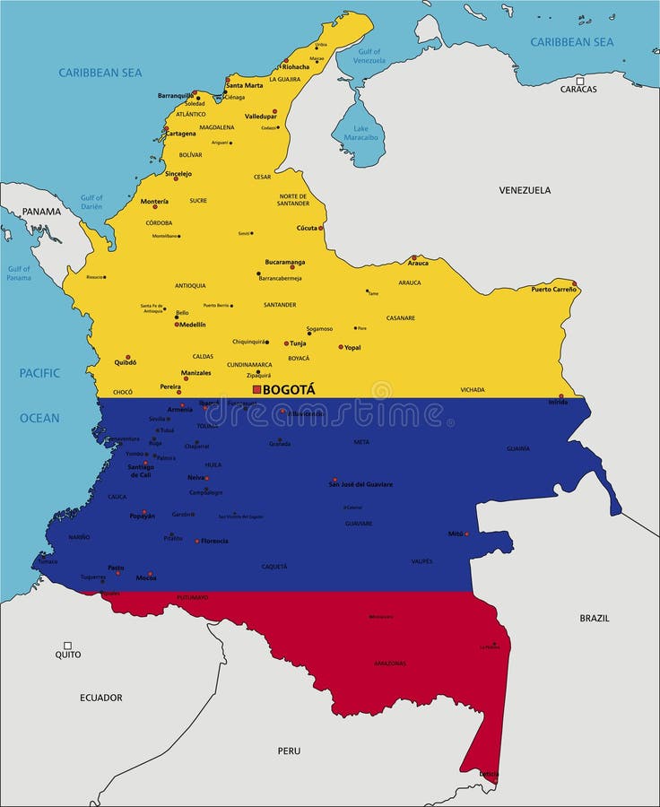 Colombia - Highly Detailed Editable Political Map with Labeling. Stock ...