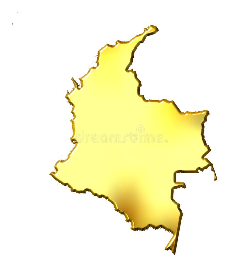 Colombia 3d Golden Map stock illustration. Illustration of nation - 8742517
