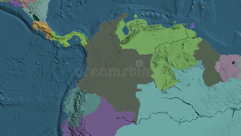 Colombia Area. Administrative Map Stock Illustration - Illustration of ...