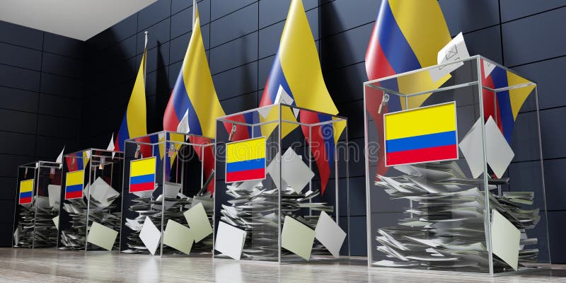 Colombia - Ballot Boxes and Flags - Voting, Election Concept Stock ...