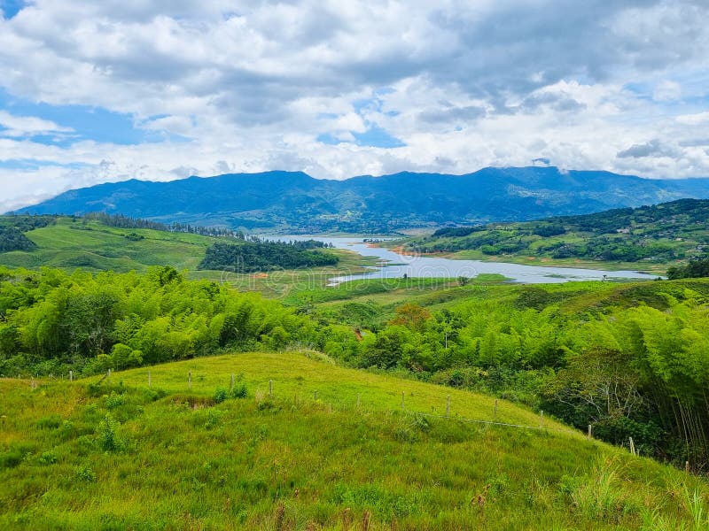 Colombia, Cali, Panoramic View of Calima Lake Stock Image - Image of ...