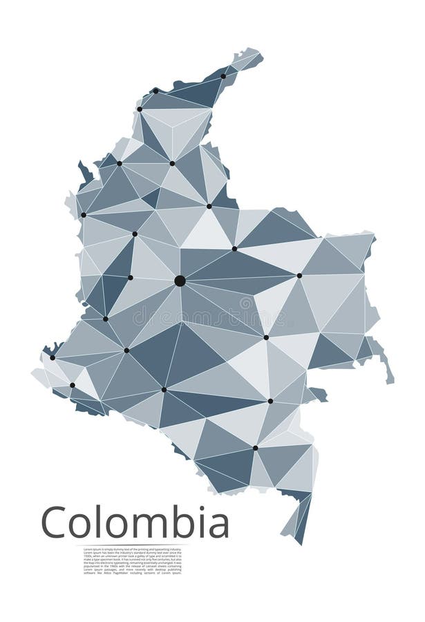 Colombia Communication Network Map. Vector Low Poly Image of a Global ...