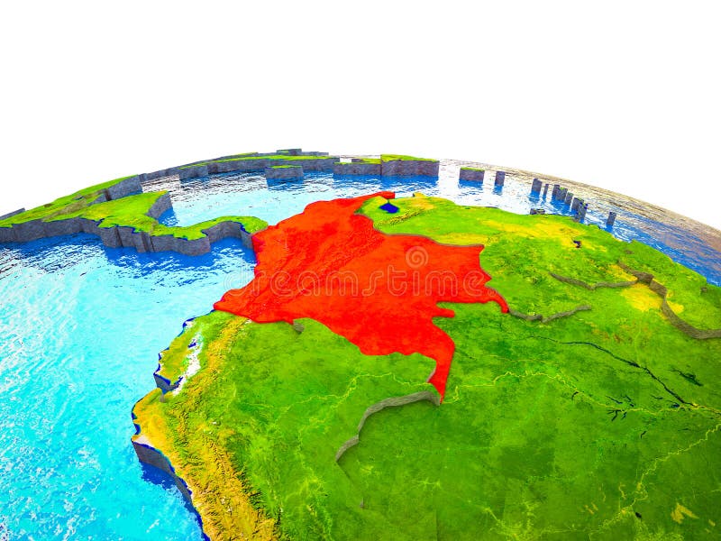 Colombia on 3D Earth stock illustration. Illustration of globe - 131061990