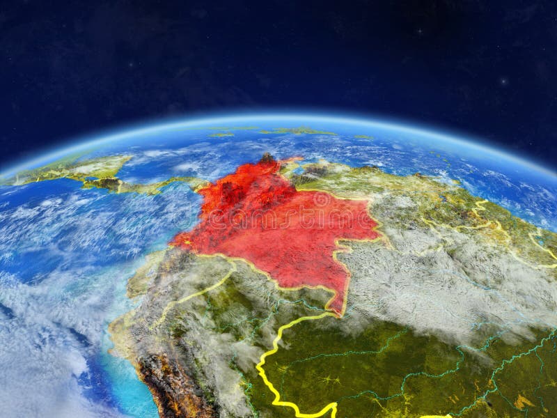 Colombia on Earth from Space Stock Image - Image of earth, highlighted ...