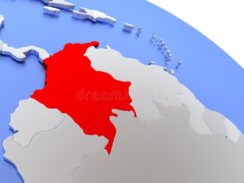 Colombia en mapa del mundo stock de ilustración. Ilustración de globo ...