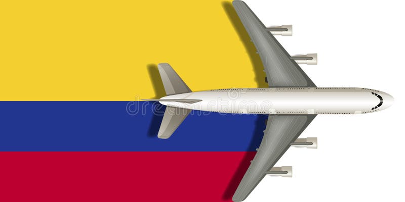 COLOMBIA Flag with Airplane Flying Over it. Vector Image Stock ...