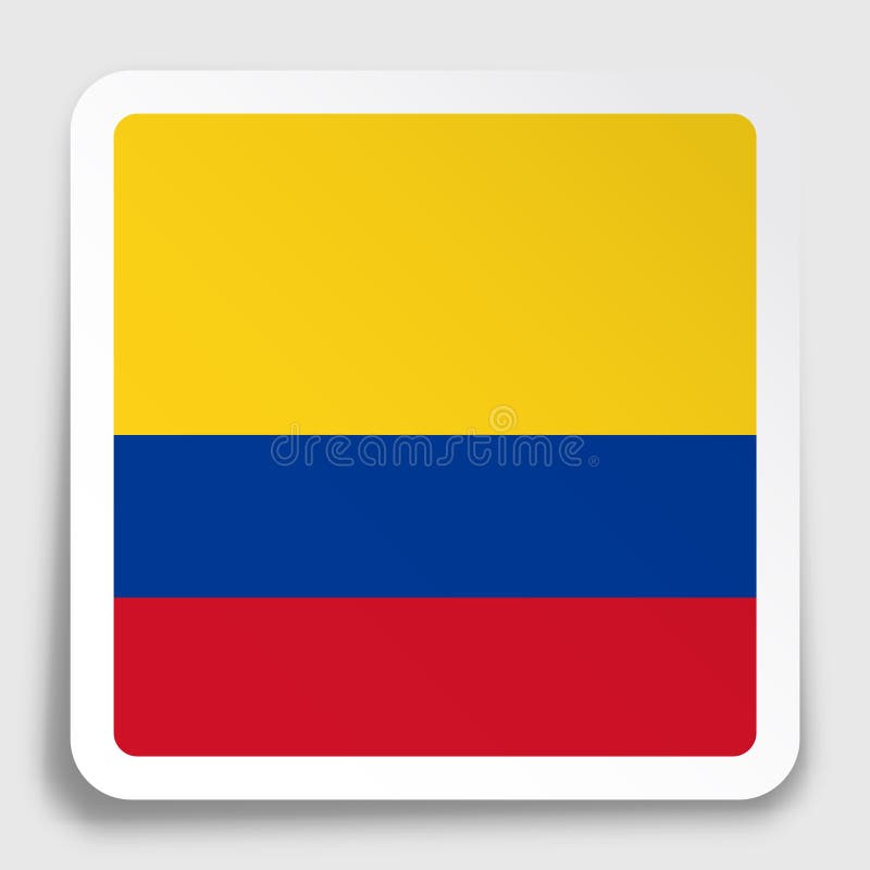 Colombia Flag Icon on Paper Square Sticker with Shadow. Button for ...