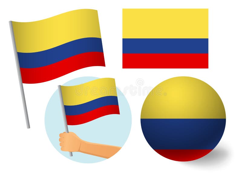 Colombia flag icon set stock illustration. Illustration of sign - 155973926