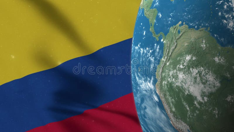 Colombia Flag and Colombia Map on Earth Globe 4 Stock Video - Video of ...