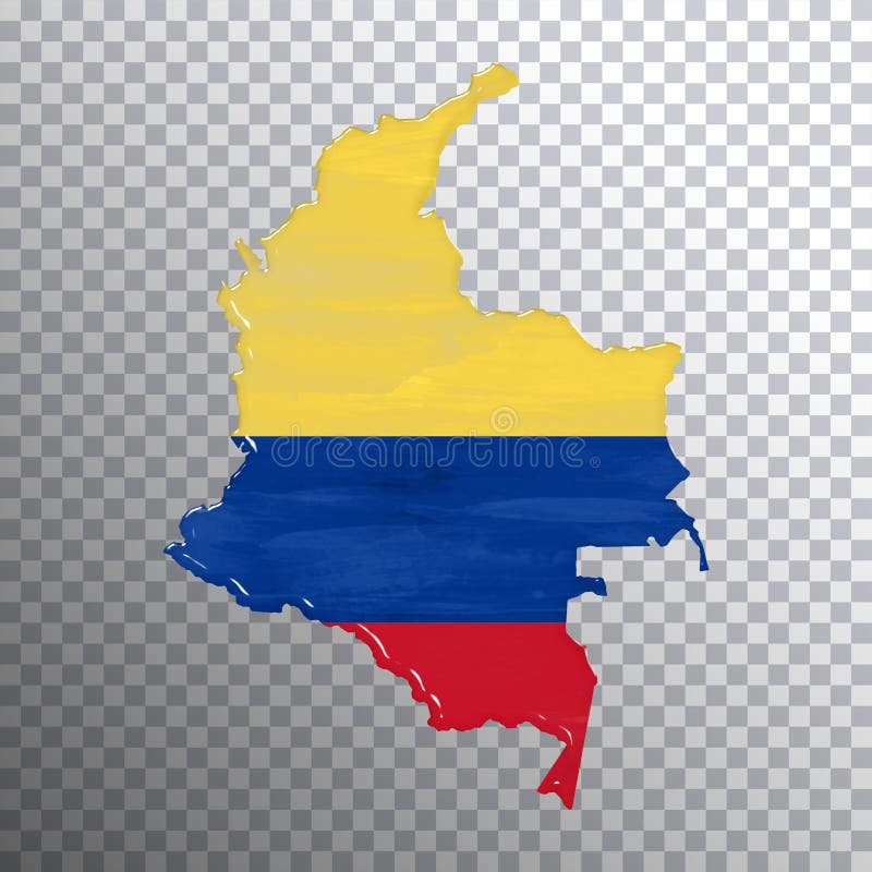 Colombia Flag on Map, Transparent Background Stock Illustration ...