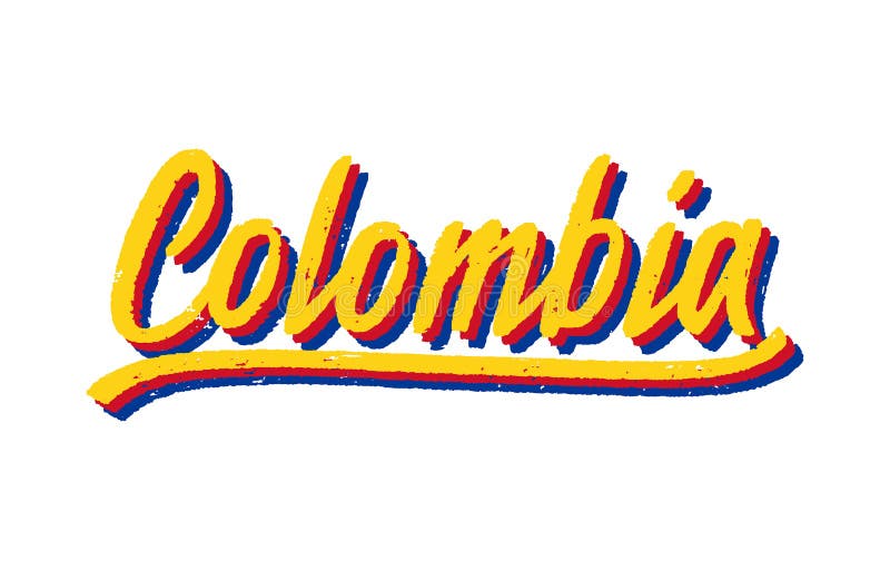 Colombia Hand Lettering with 3d Isometric Effect Stock Illustration ...