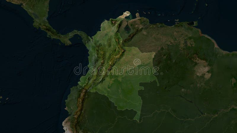 Colombia Highlighted. Low-res Satellite Stock Illustration ...