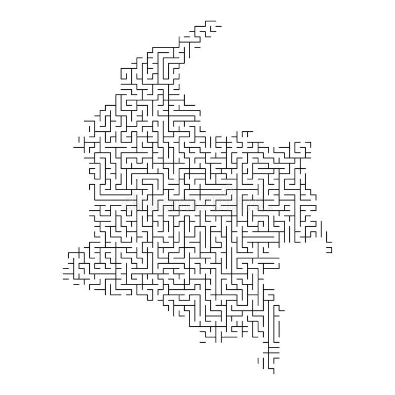 Colombia Map from Black Pattern of the Maze Grid. Vector Illustration ...