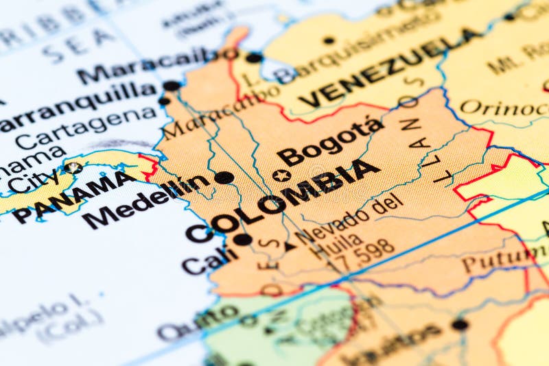 Colombia on map stock image. Image of city, cartography - 6838499