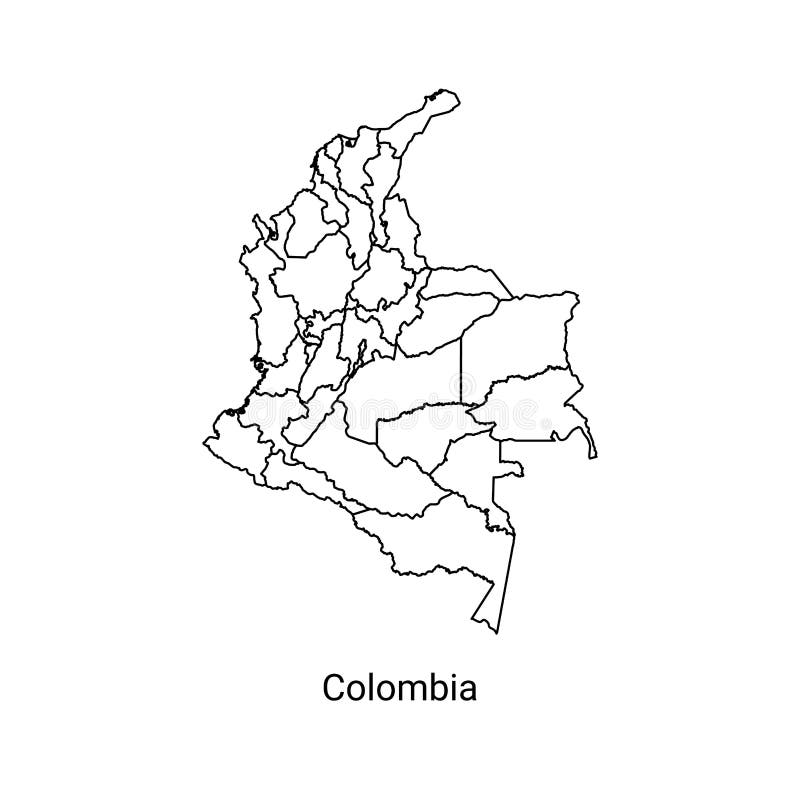 Colombia Map Color Line Element. Border of the Country Stock Vector ...