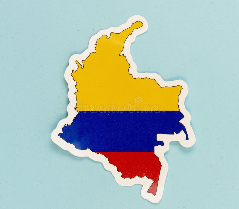 Colombia Map with Flag Colors on Light Blue Background Stock Image ...