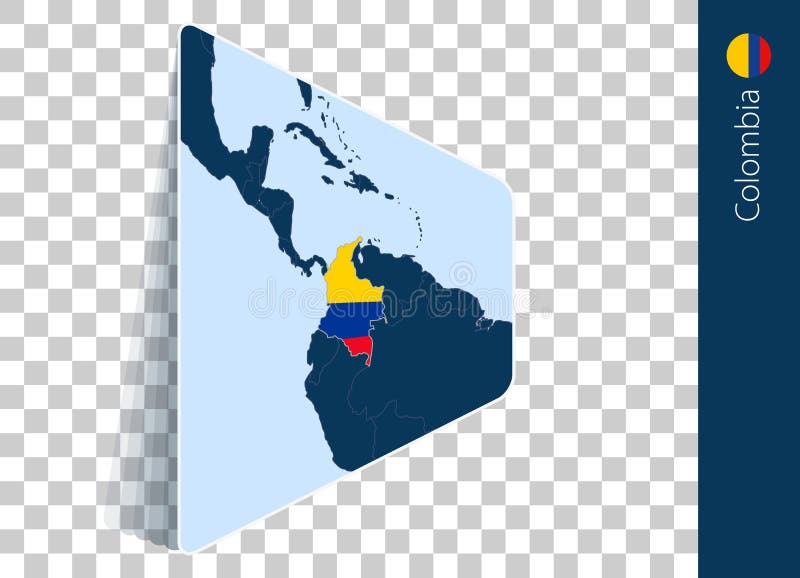 Colombia Map and Flag on Transparent Background Stock Vector ...